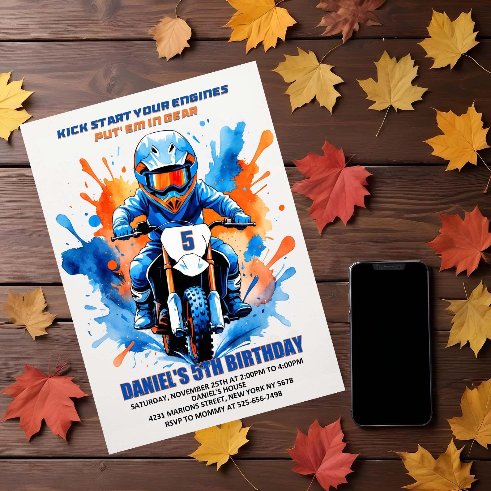 Dirt Bike Birthday Invitation,dirt Bike Adventure Invite,motocross ...
