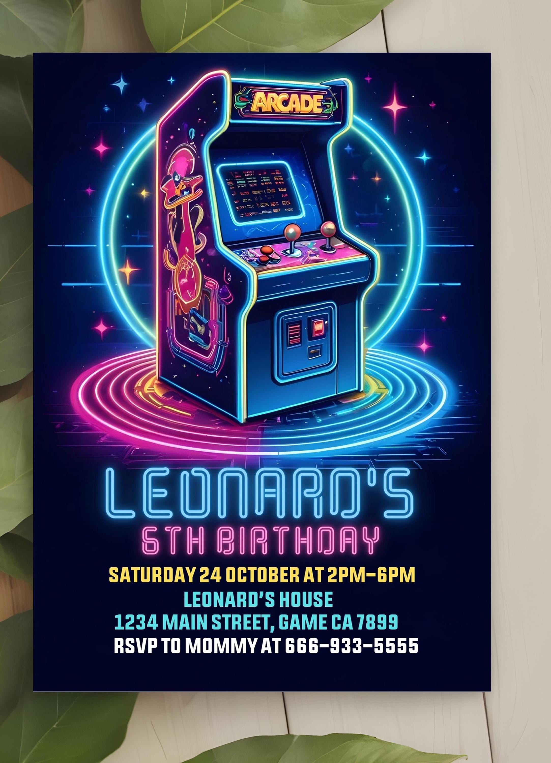 Arcade Invitation,arcade Birthday Invitation,arcade Party,arcade Neon ...