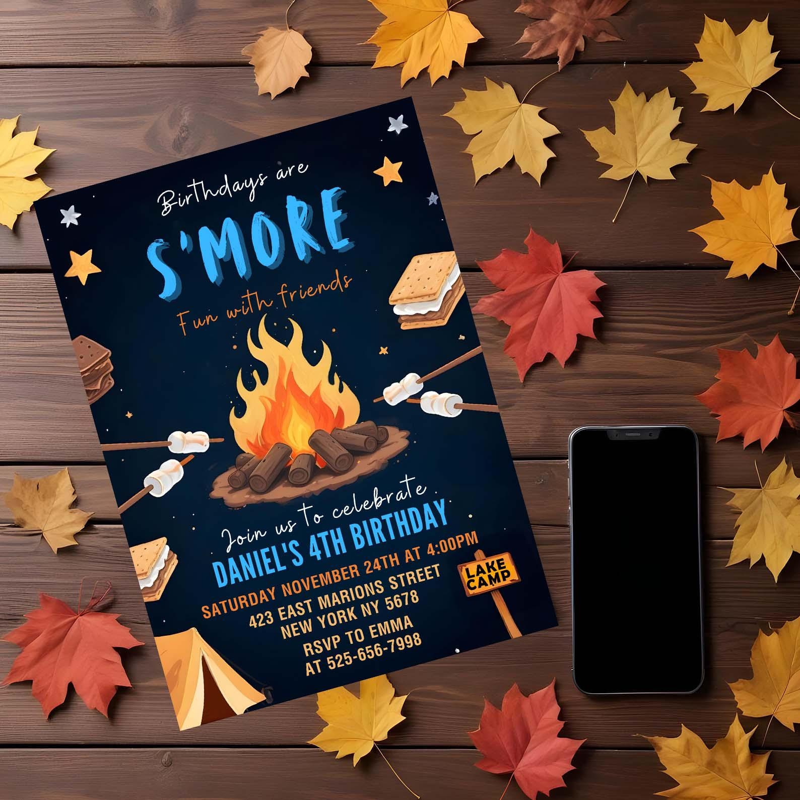 Camping Birthday Invitation,camping Party Invite,smore Fun Invite ...