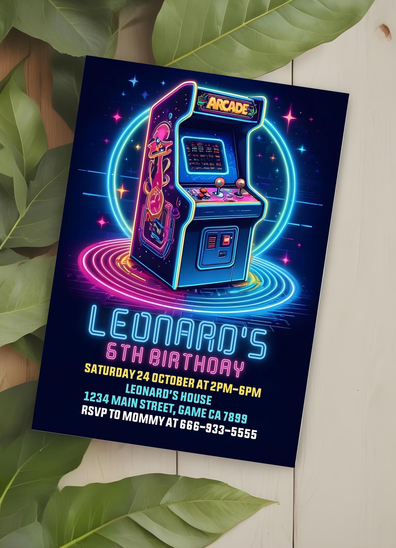 Arcade Invitation,arcade Birthday Invitation,arcade Party,arcade Neon ...