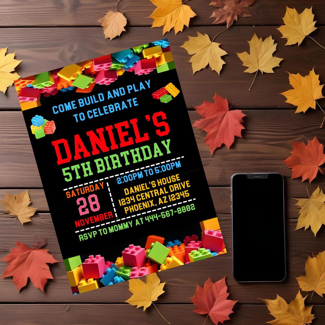 Building Blocks Birthday Invitation,building Blocks Party,building ...
