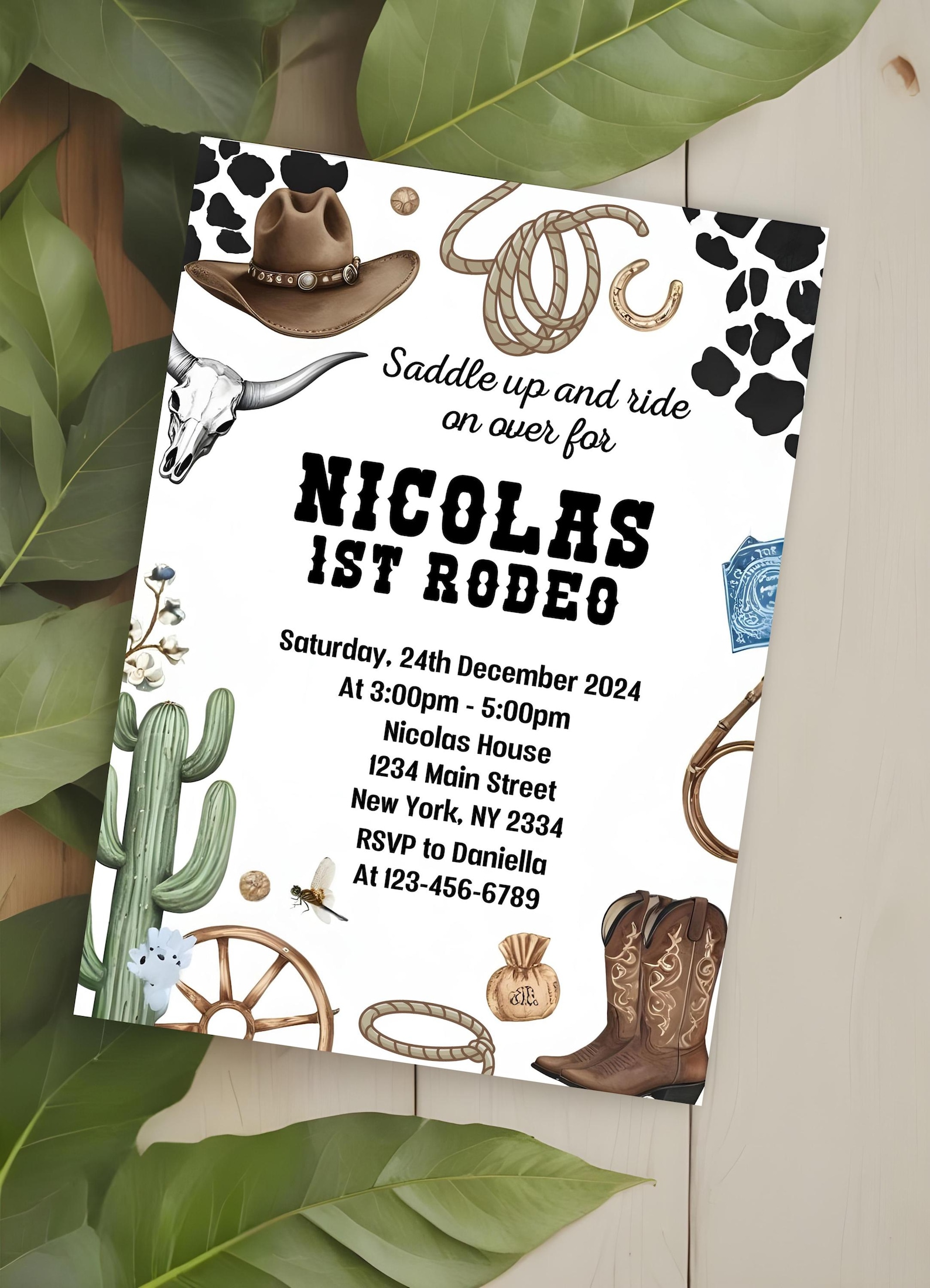 Cowboy Firts Rodeo Invitation,cowboy Birthday Invitation,cowboy ...