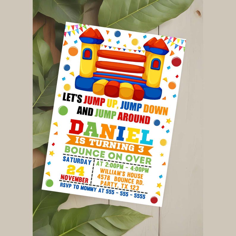 Bounce House Birthday Invitation,bounce House Party,bounce House ...