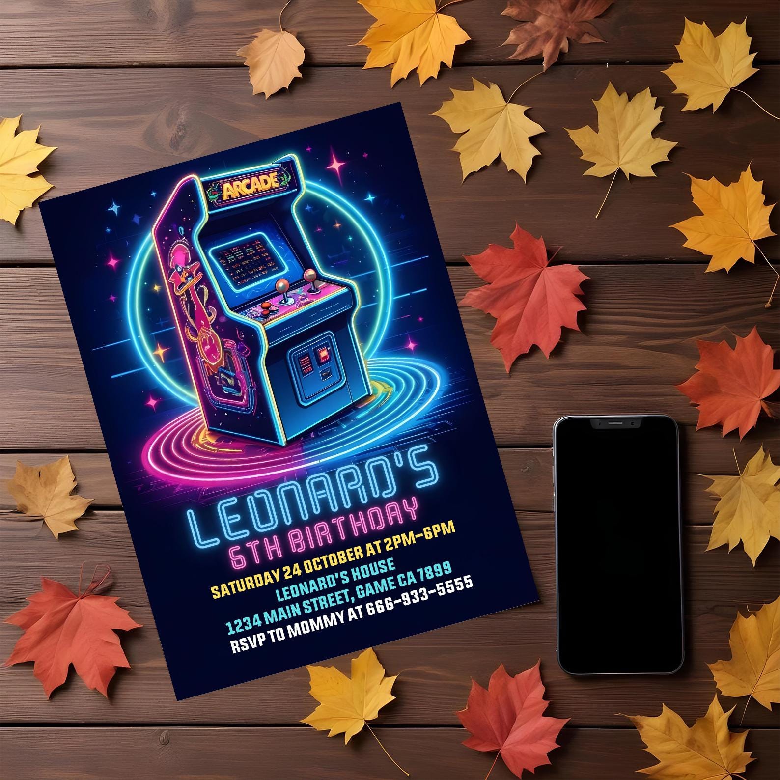 Arcade Invitation,arcade Birthday Invitation,arcade Party,arcade Neon ...