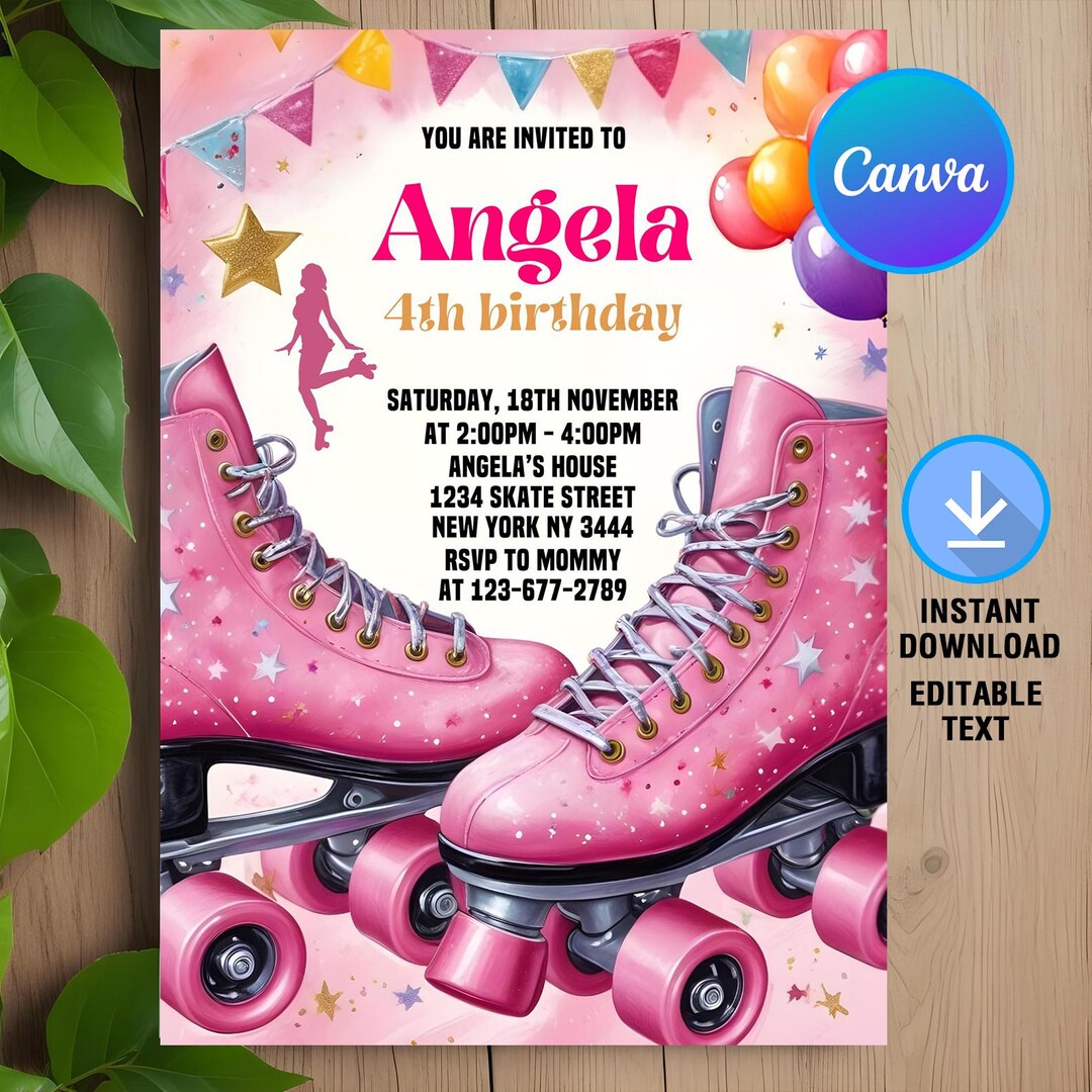 Roller Skating Birthday Invitation,roller Skating Invitation,roller ...