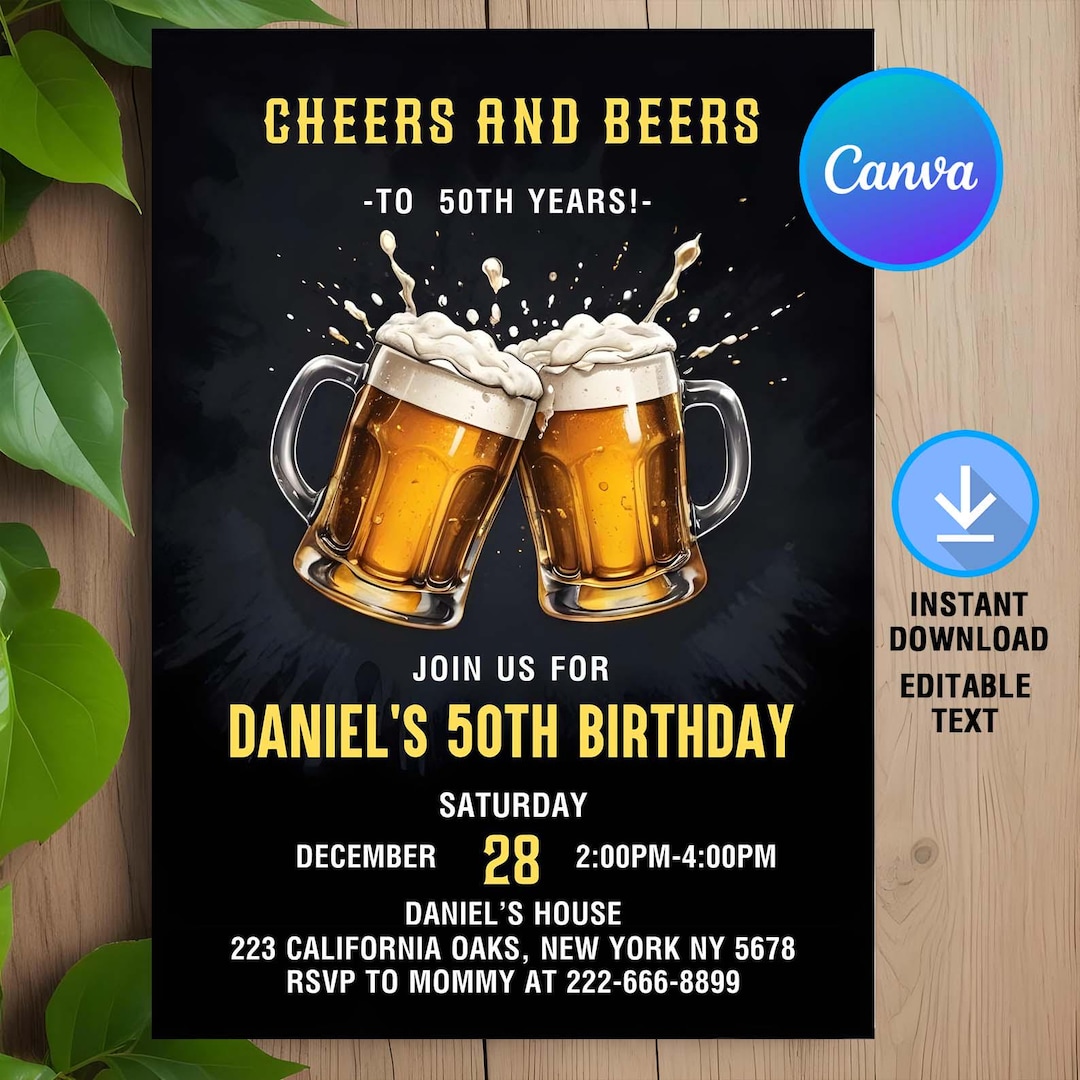 Cheers and Beers Birthday Invitation,cheers and Beers Invitation,beer ...