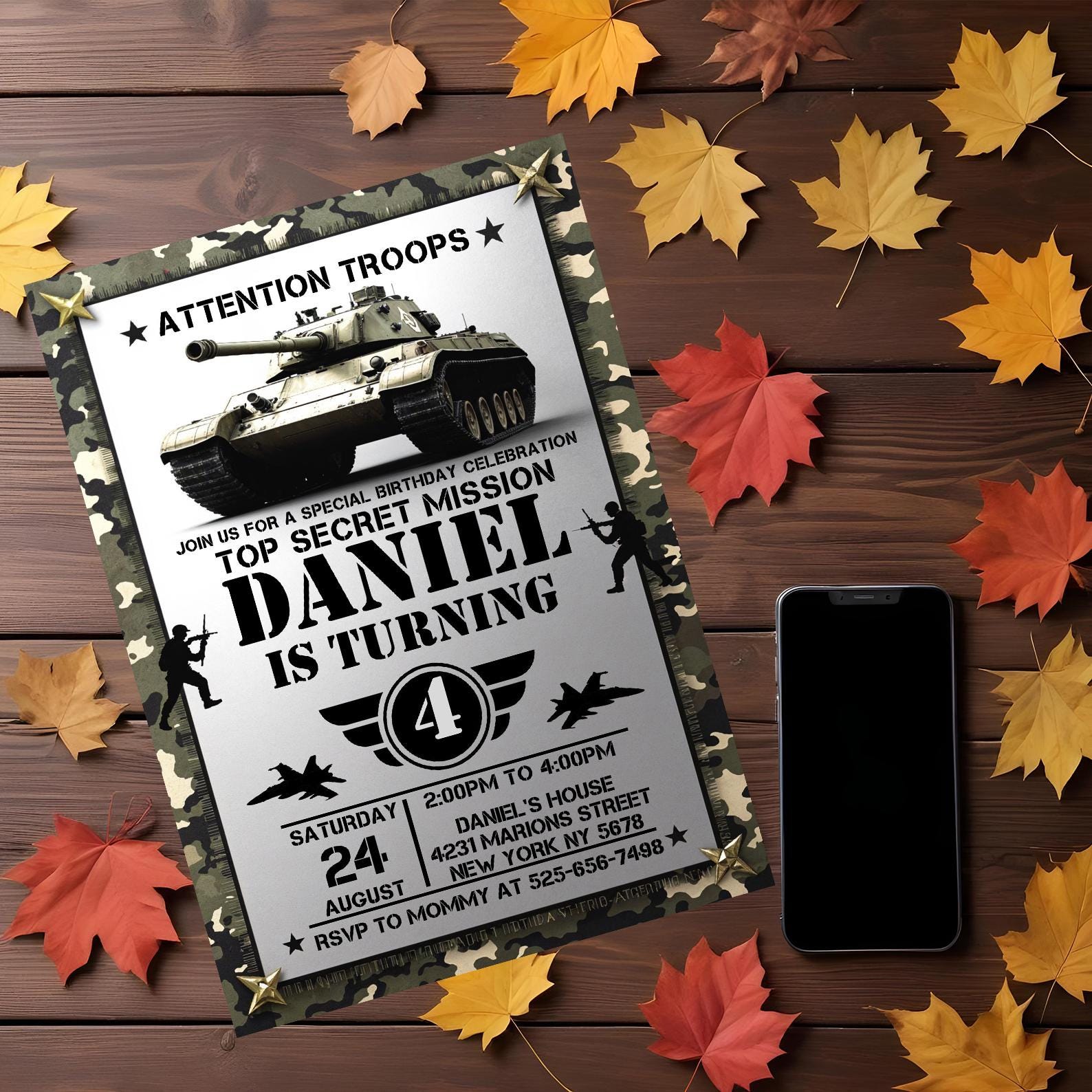 Army Birthday Invitation,military Party Invitation,soldier Birthday ...