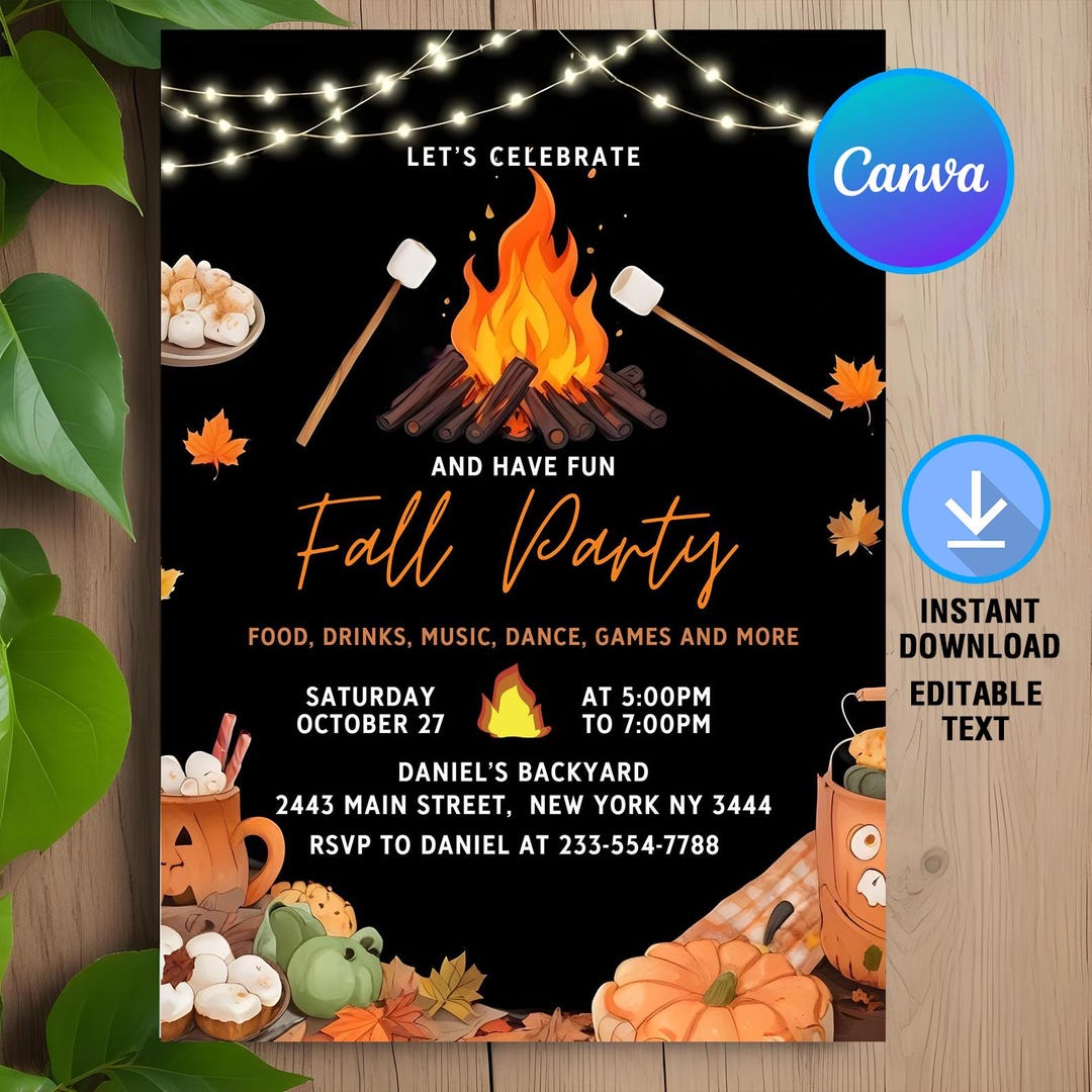 Fall Party Invitation,fall Harvest Party,fall Event Flyer,fall Party ...
