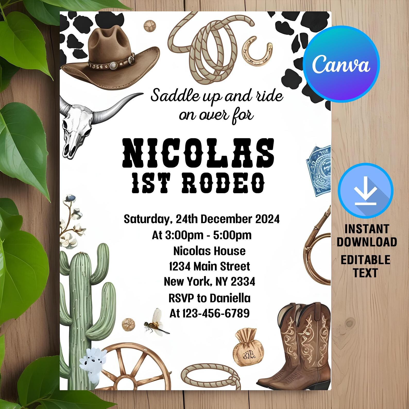 Cowboy Firts Rodeo Invitation,cowboy Birthday Invitation,cowboy ...