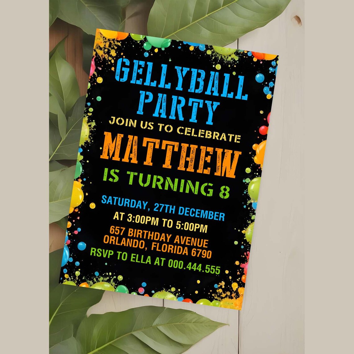 Gellyball Birthday Invitation,gellyball Birthday Party,gellyball ...