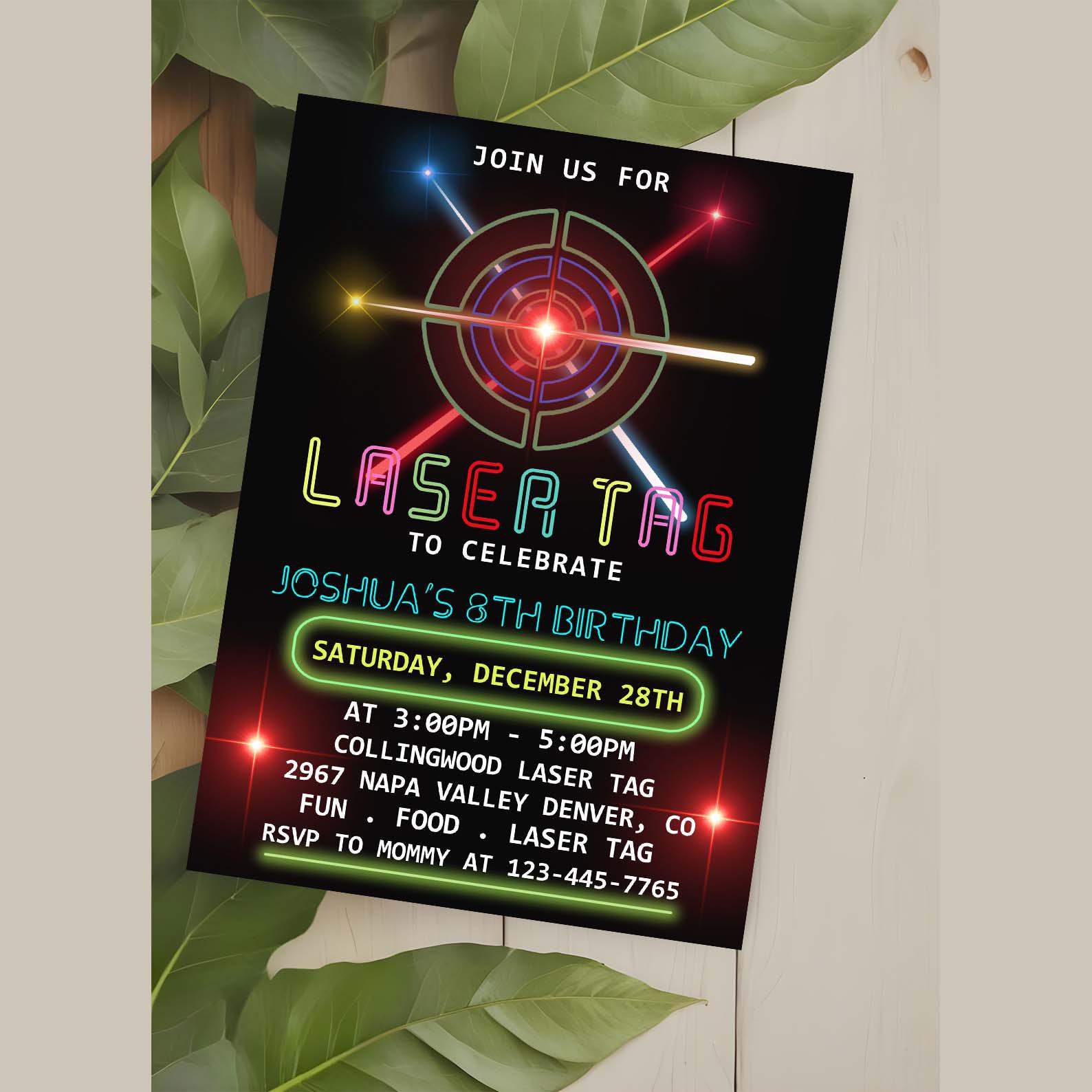 Laser Tag Birthday Invitation,laser Tag Party,laser Tag Invitation ...