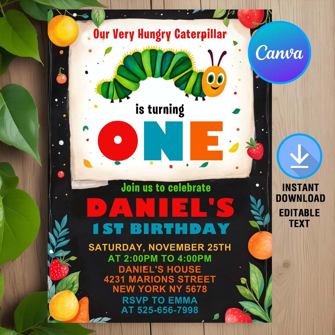 Very Hungry Caterpillar Invitation,very Hungry Caterpillar Birthday ...