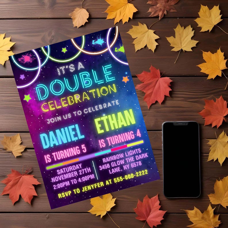 Double Celebration Invitation,double Celebration Birthday Party,double ...