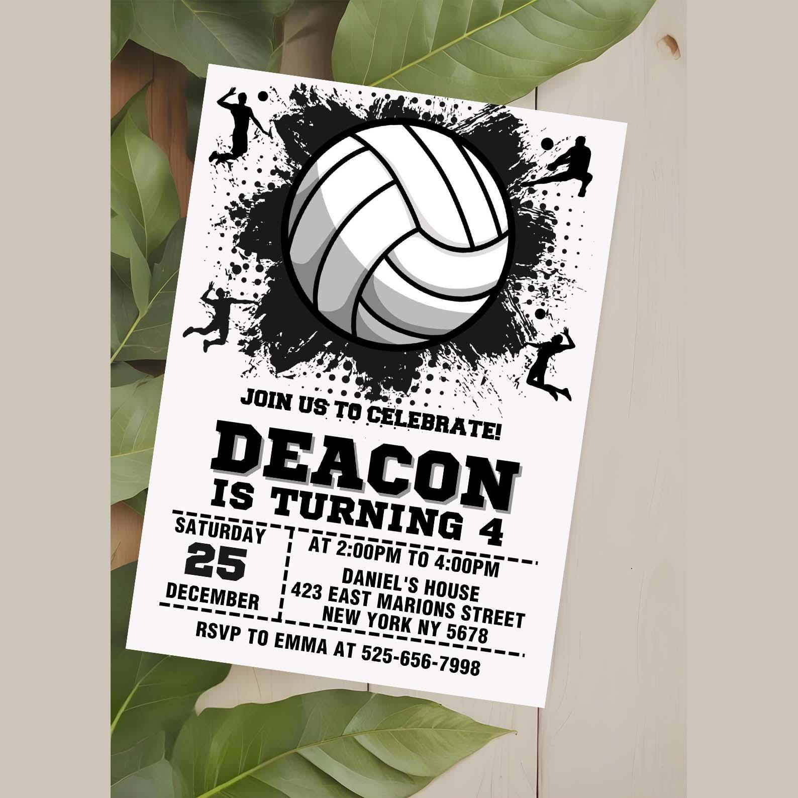Volleyball Birthday Invitation,volleyball Invitation,volleyball ...
