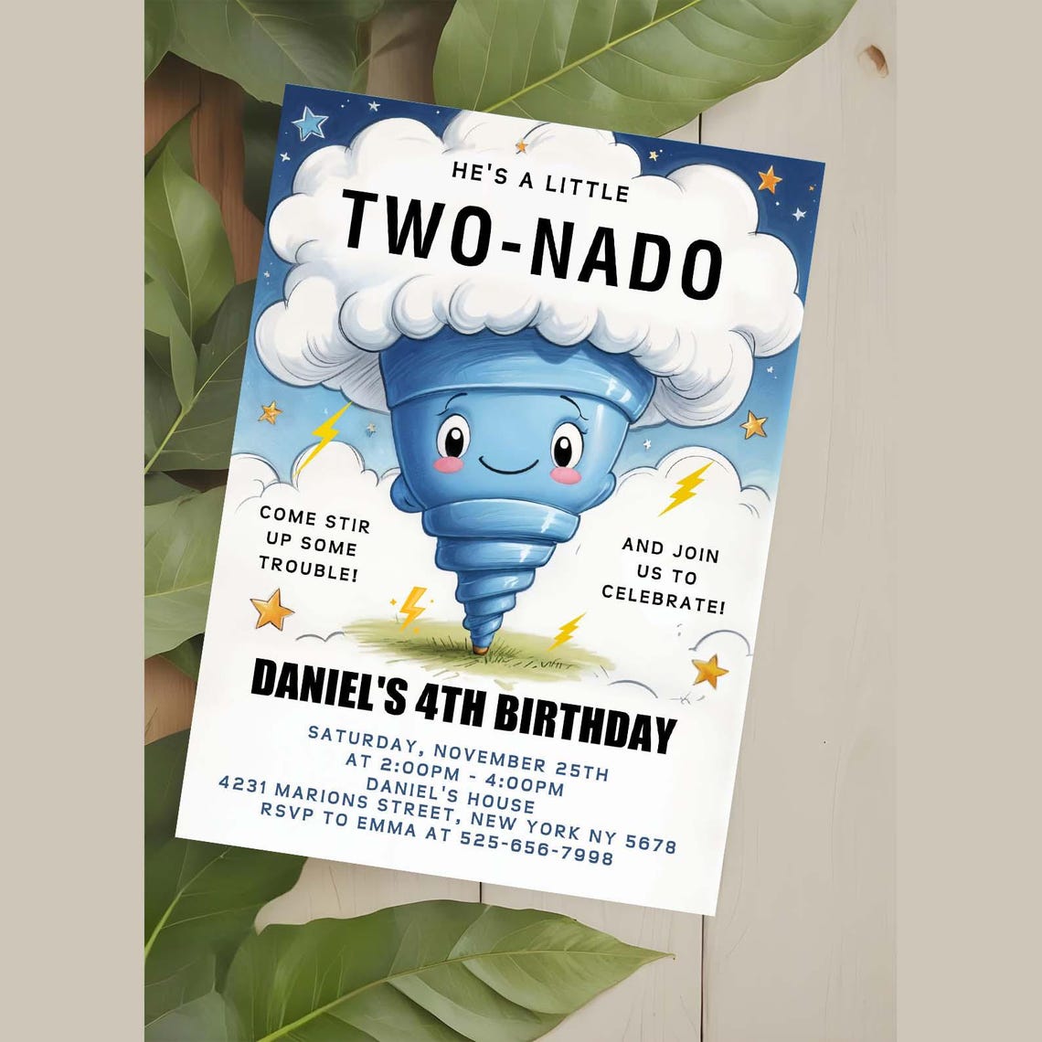Two Nado Birthday Invitation,tornado Birthday,tornado Invitation ...
