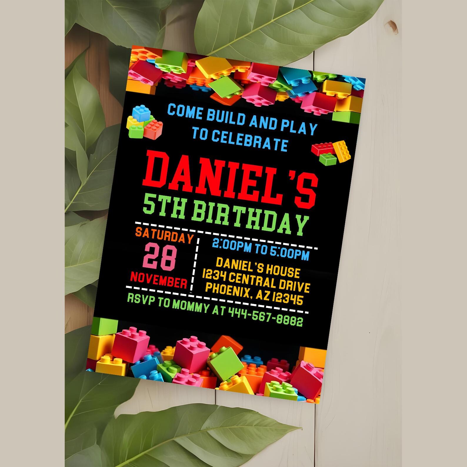 Building Blocks Birthday Invitation,building Blocks Party,building ...