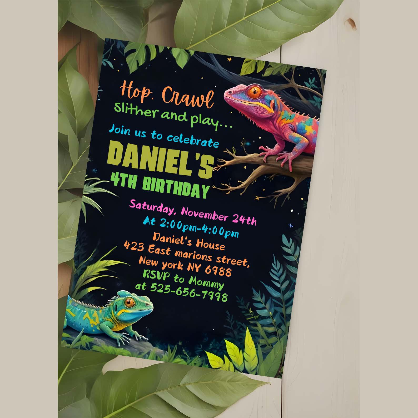 Reptile Birthday Invitation,reptile Invitation,reptile Birthday Party ...