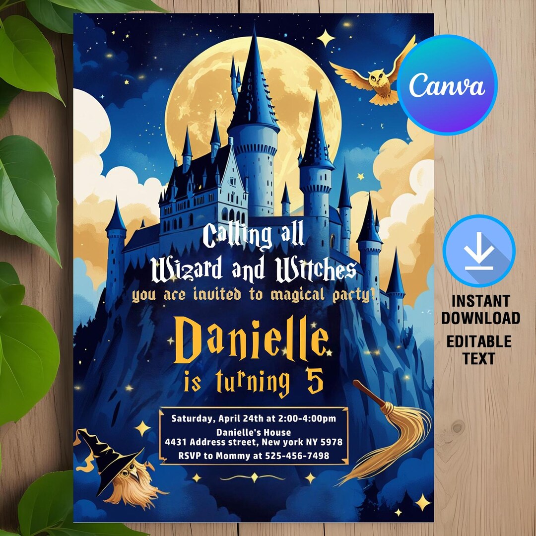 Wizards and Witches Birthday Invitation,magical Birthday,wizards ...