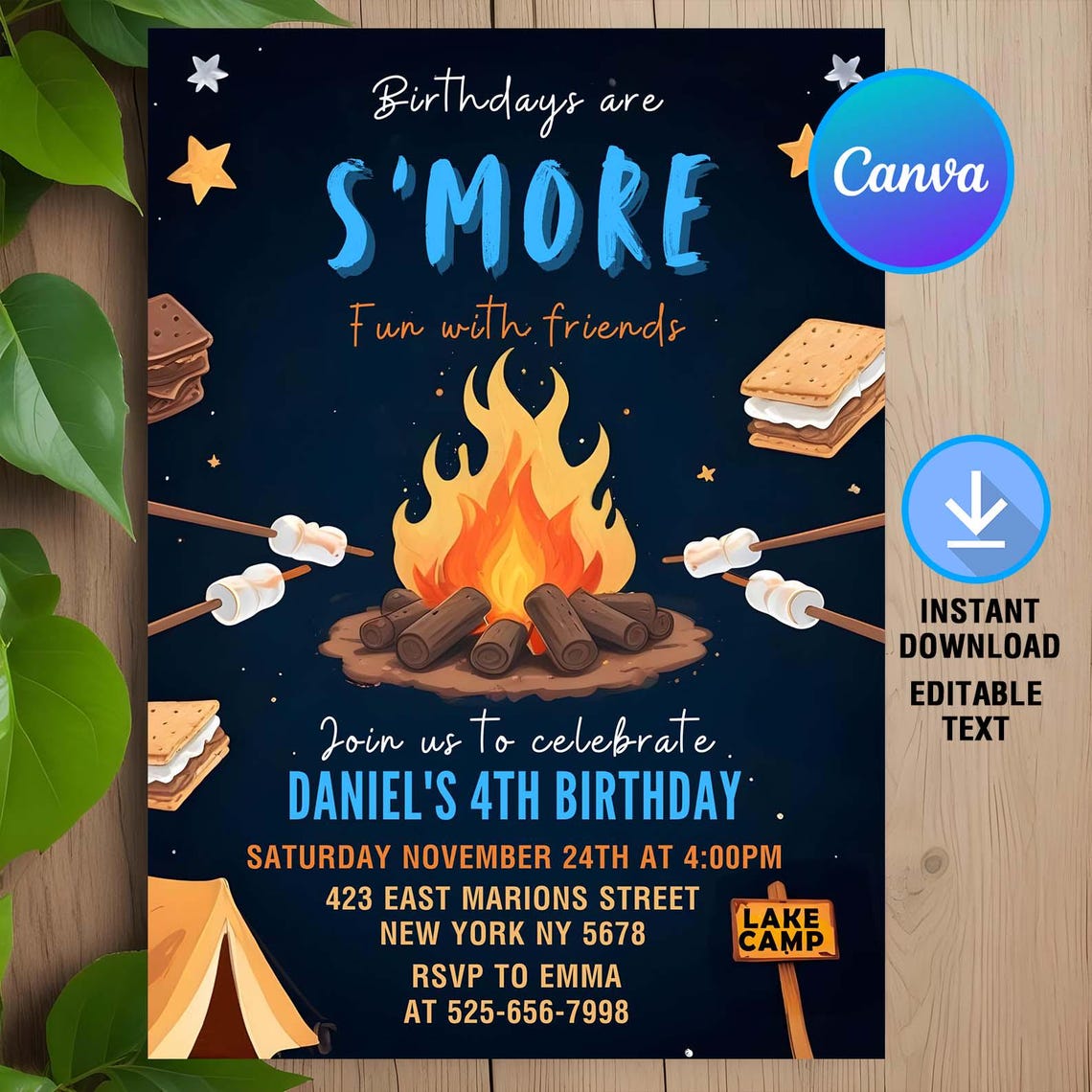 Camping Birthday Invitation,camping Party Invite,smore Fun Invite ...