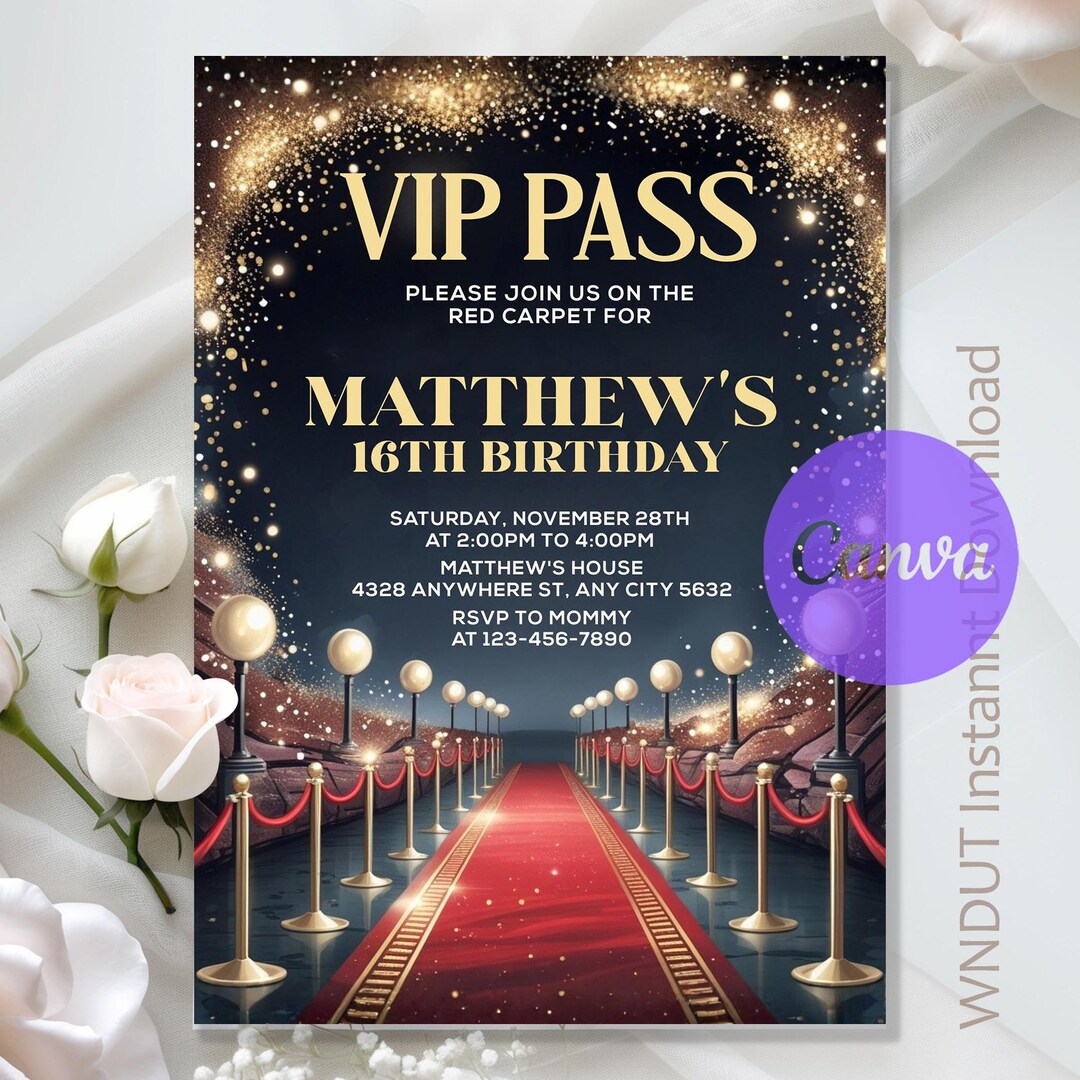 VIP Pass Red Carpet Birthday Party,red Carpet Event Hollywood ...