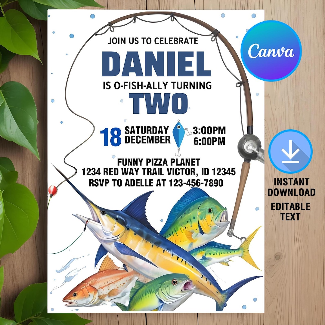 Fishing Invitation,fishing Birthday Invitation, Fishing Birthday ...