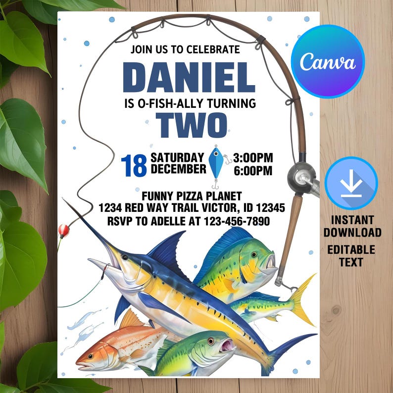 Fishing Invitation,fishing Birthday Invitation, Fishing Birthday ...