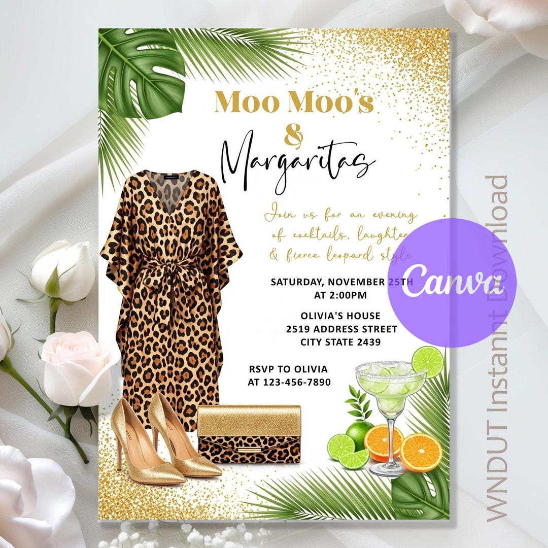 Moo Moos and Margaritas Party Invite,mumu & Margaritas Party,ladies ...