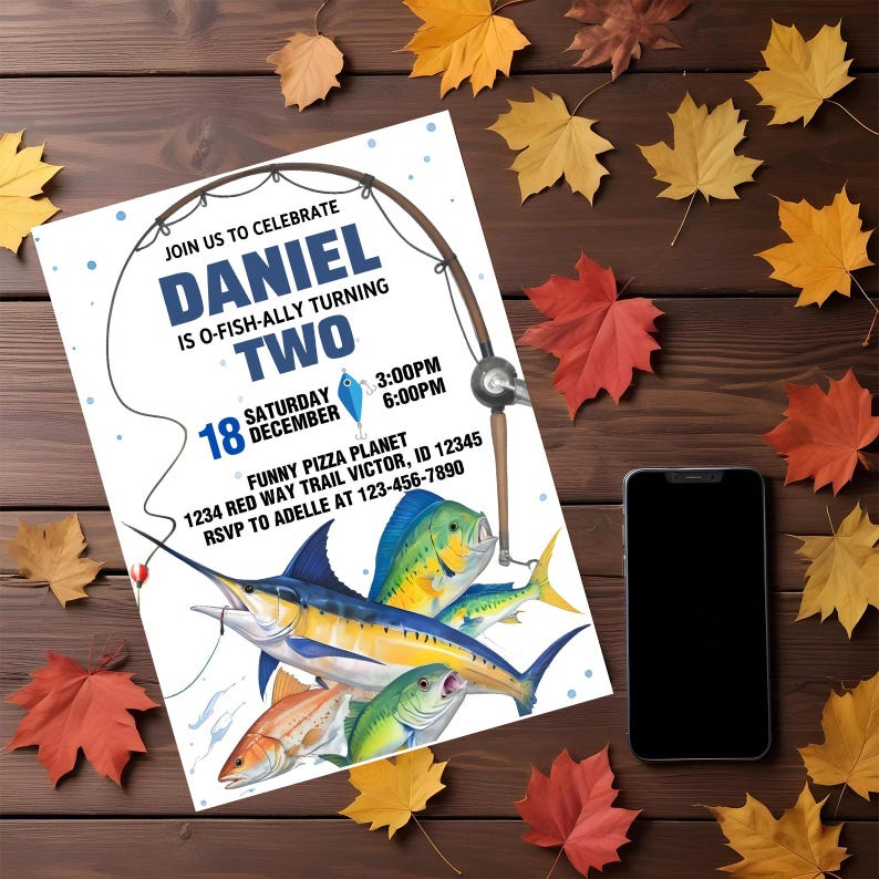 Fishing Invitation,fishing Birthday Invitation, Fishing Birthday ...