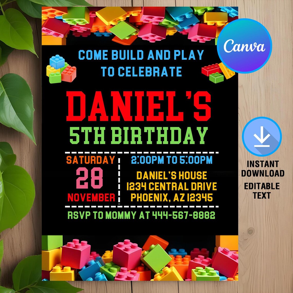 Building Blocks Birthday Invitation,building Blocks Party,building ...