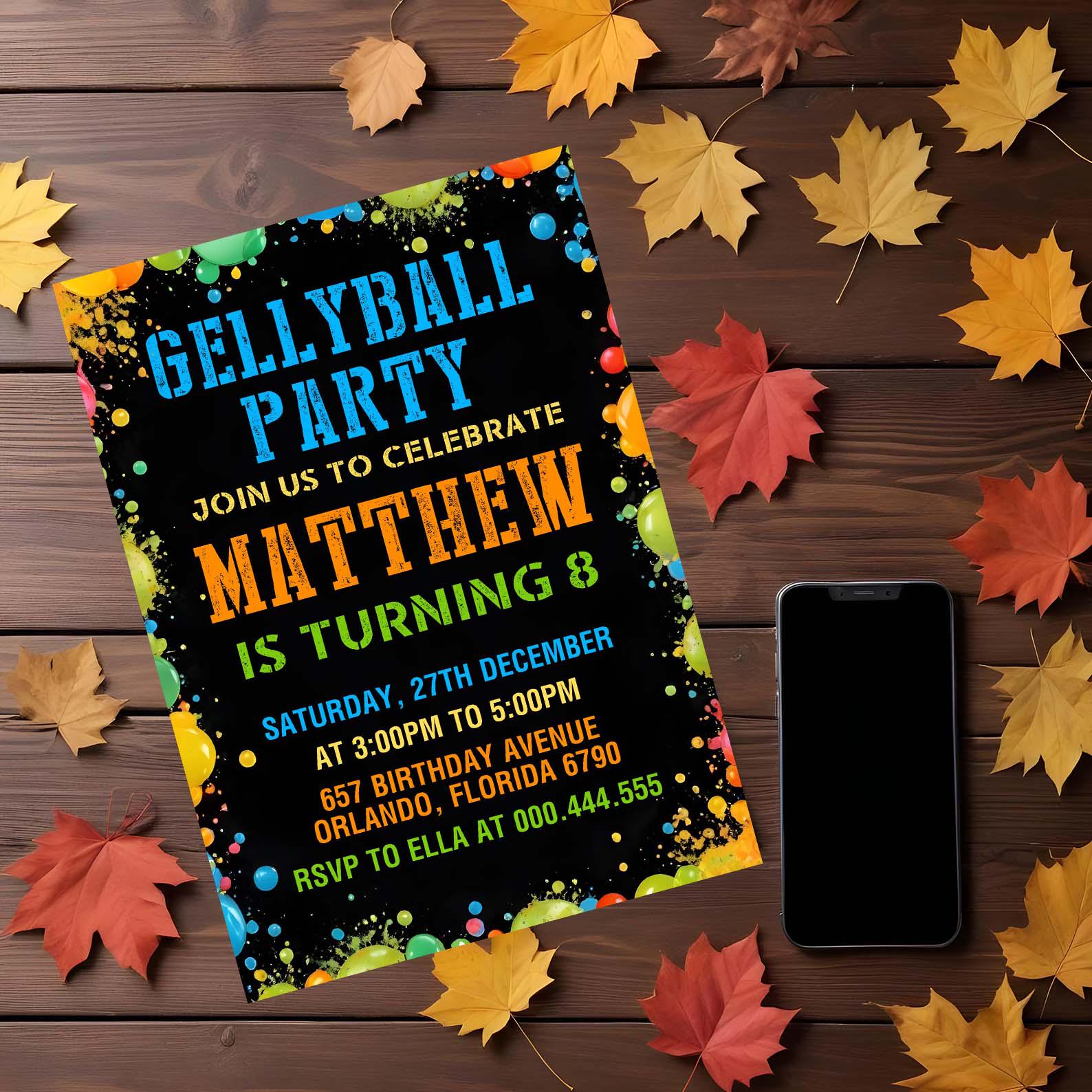 Gellyball Birthday Invitation,gellyball Birthday Party,gellyball ...