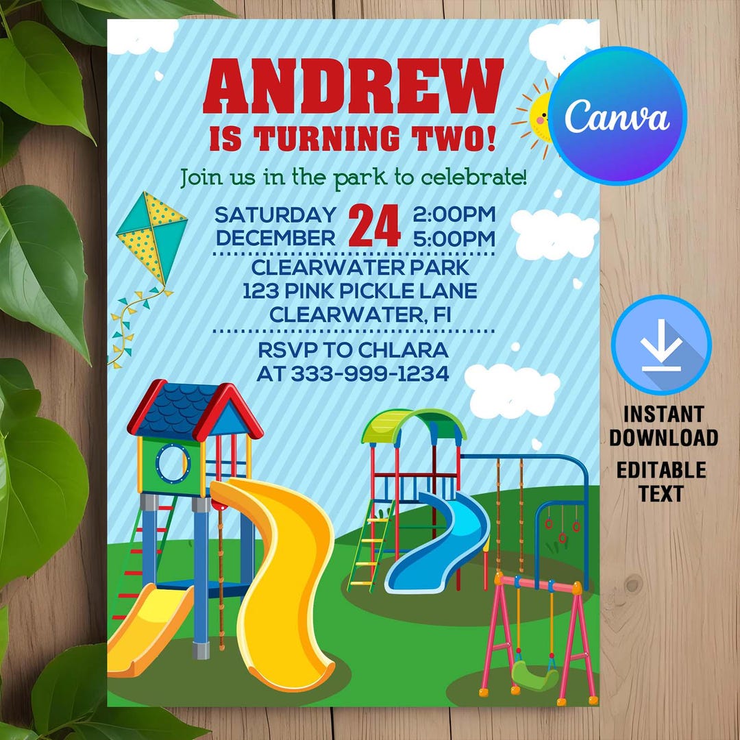 Playground Birthday Invitation,playground Birthday Party,playground ...