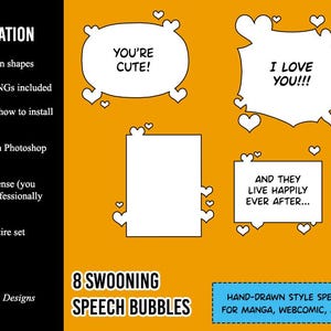 61 Comic Speech Bubbles for Manga, Webtoon, and Comics! .CSH File for ...