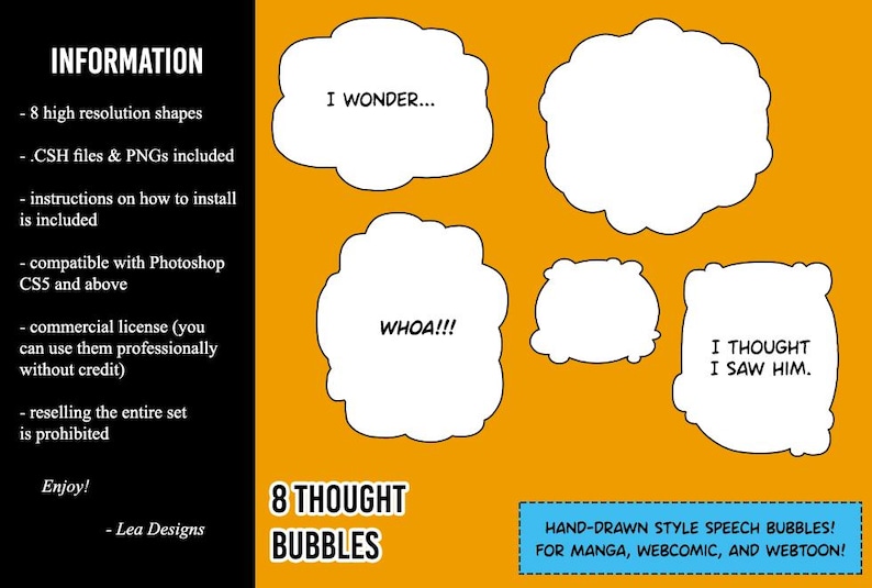 61 Comic Speech Bubbles for Manga, Webtoon, and Comics! .CSH File for ...