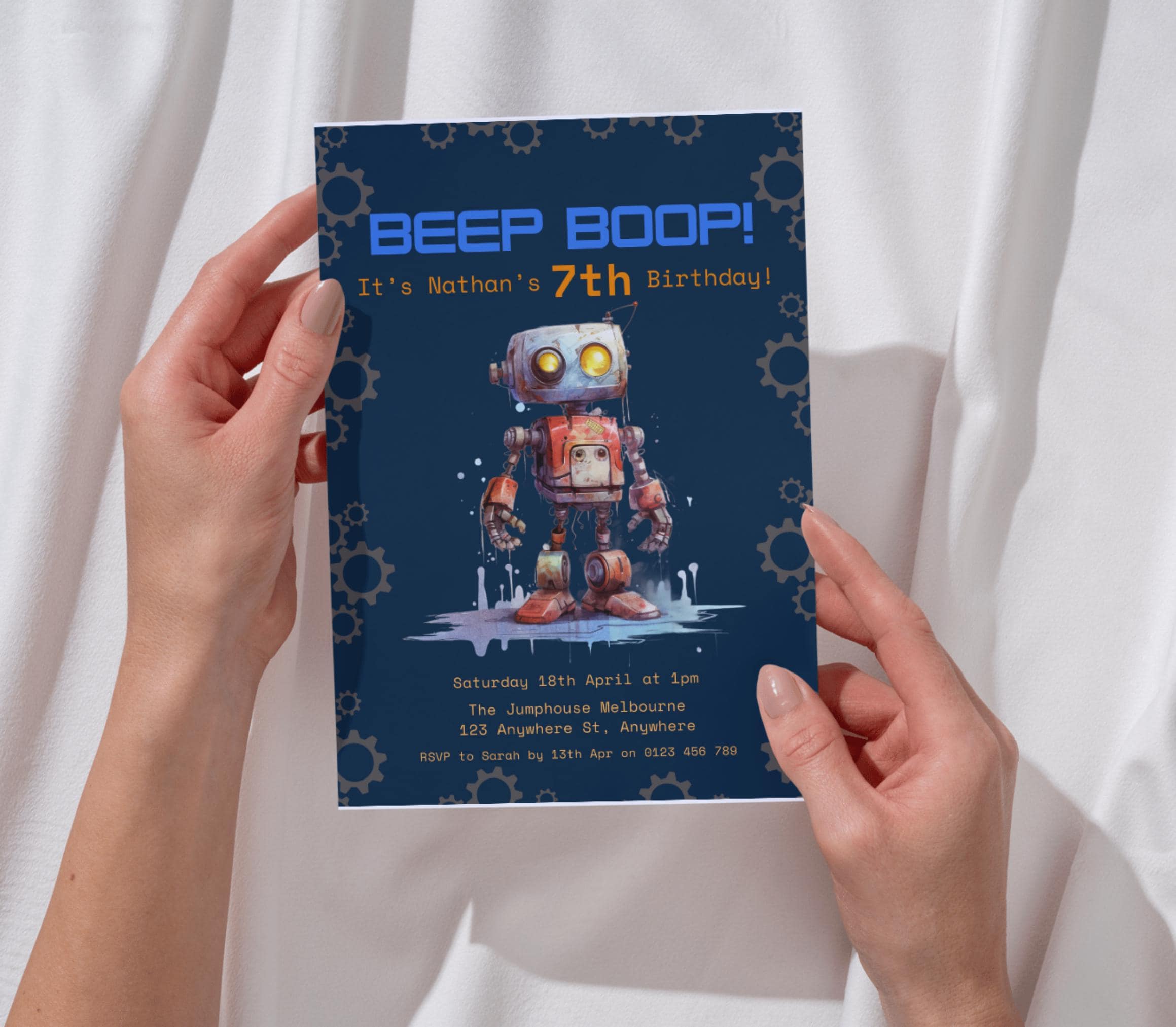 Robot Birthday Invitation for Kids, Modern Robot Party, Boy Birthday ...