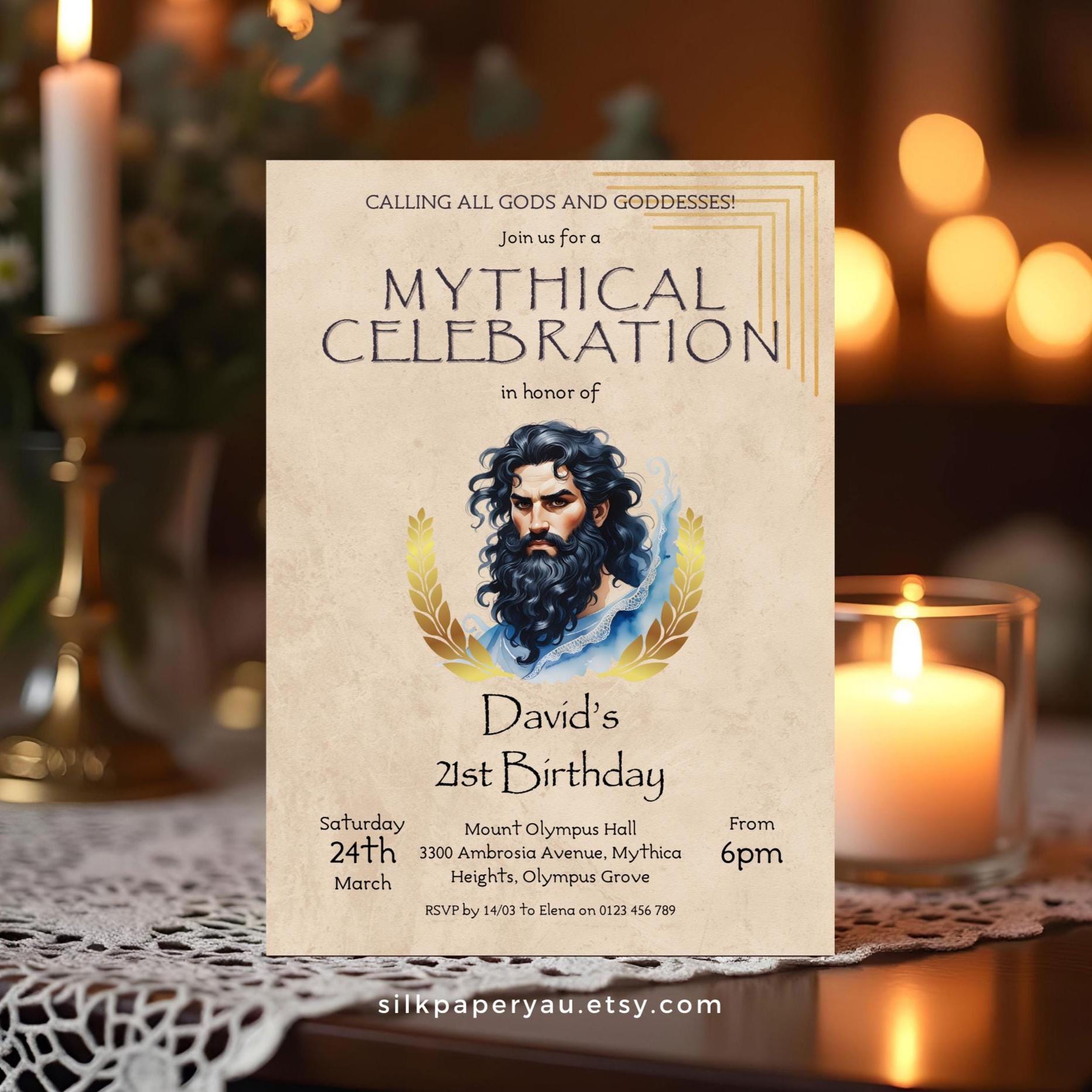 Greek Mythology Birthday Invitation, Ancient Greece Toga Party Invite ...