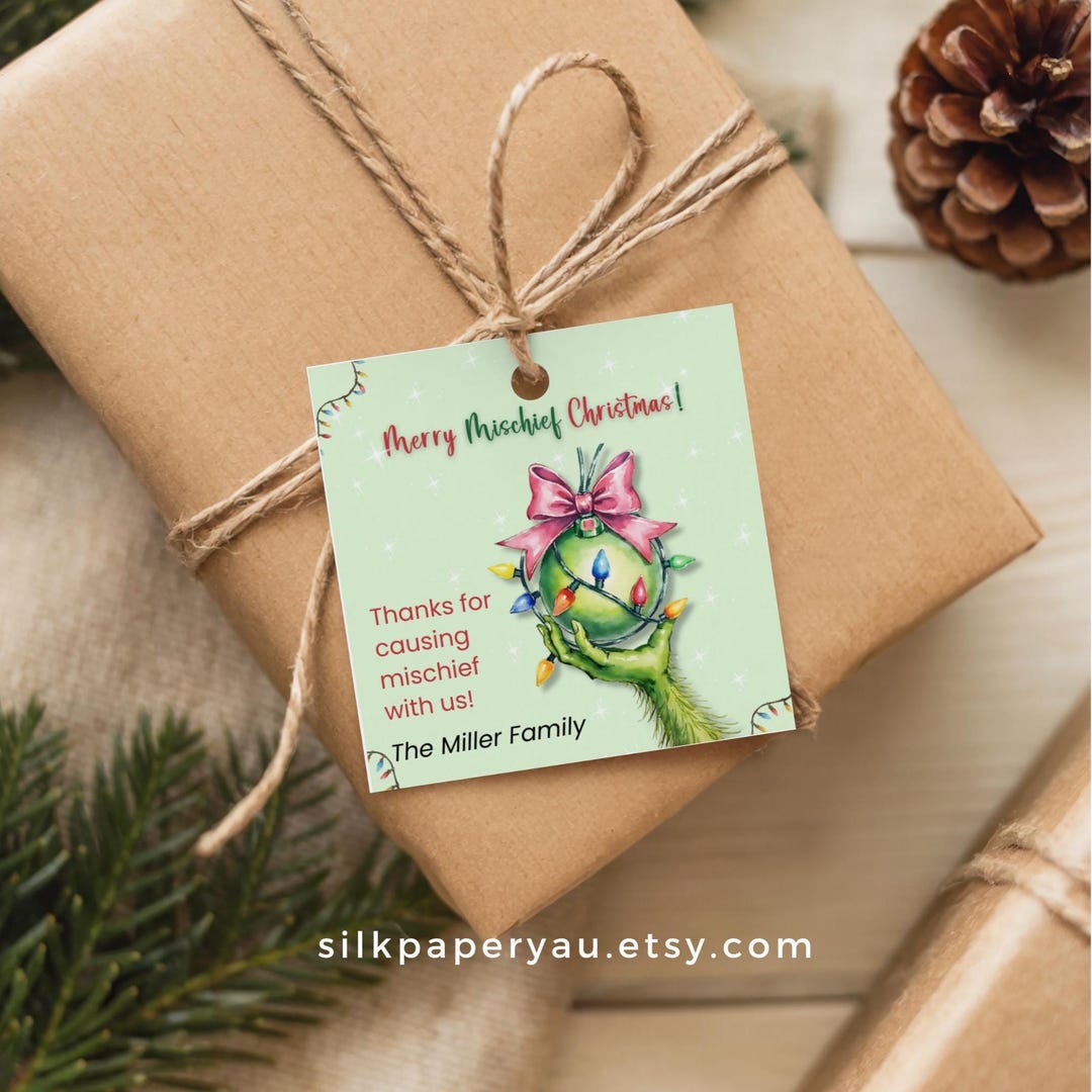 Merry Mischief Favor Tag, Christmas Party Thank You, Printable Holiday ...