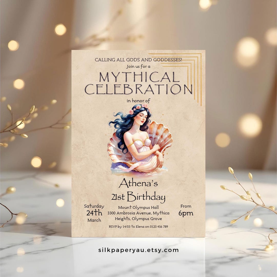 Greek Mythology Birthday Invitation, Ancient Greece Toga Party Invite ...
