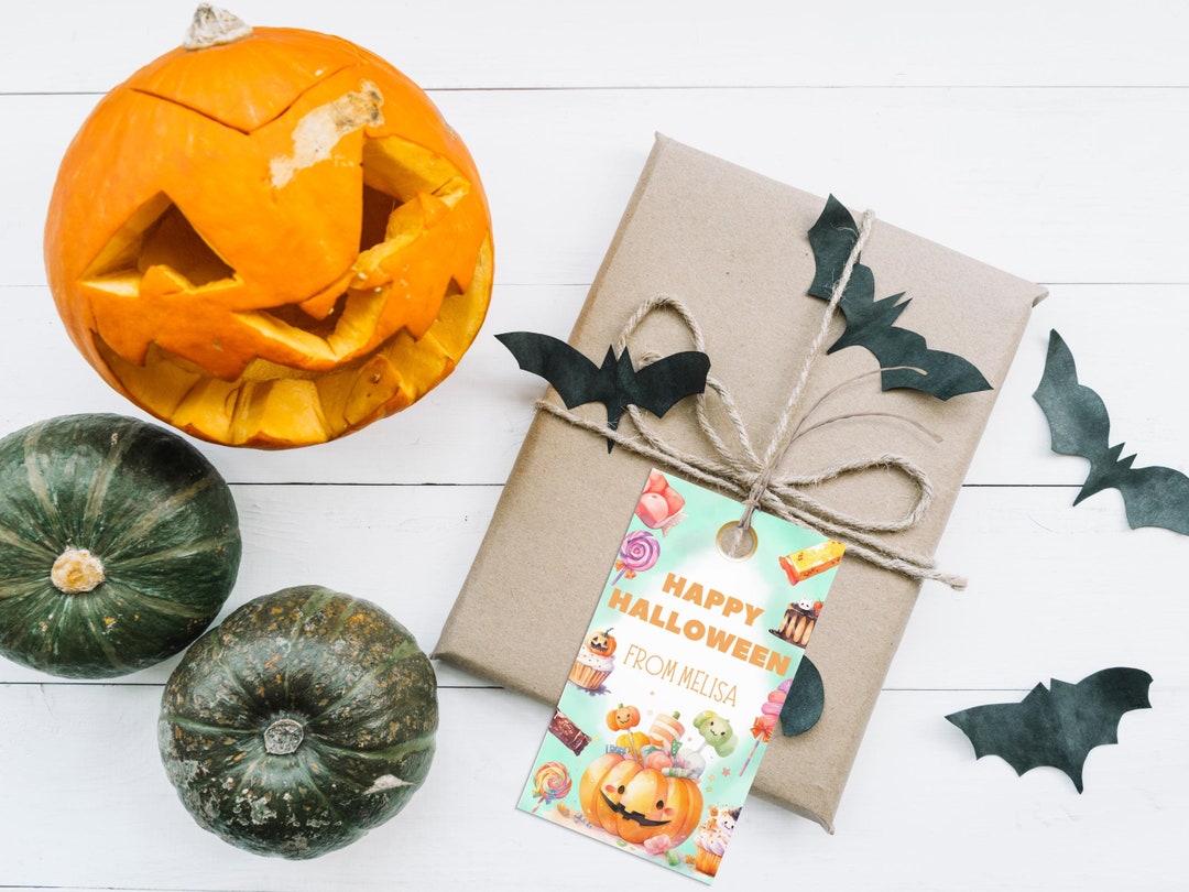 EDITABLE Halloween Gift Tag, Halloween Favor Tag, Trick or Treat Favor ...