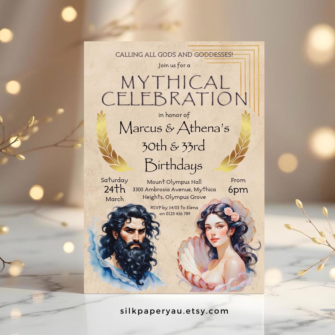 Greek Mythology Birthday Invitation, Ancient Greece Joint Party Invite ...