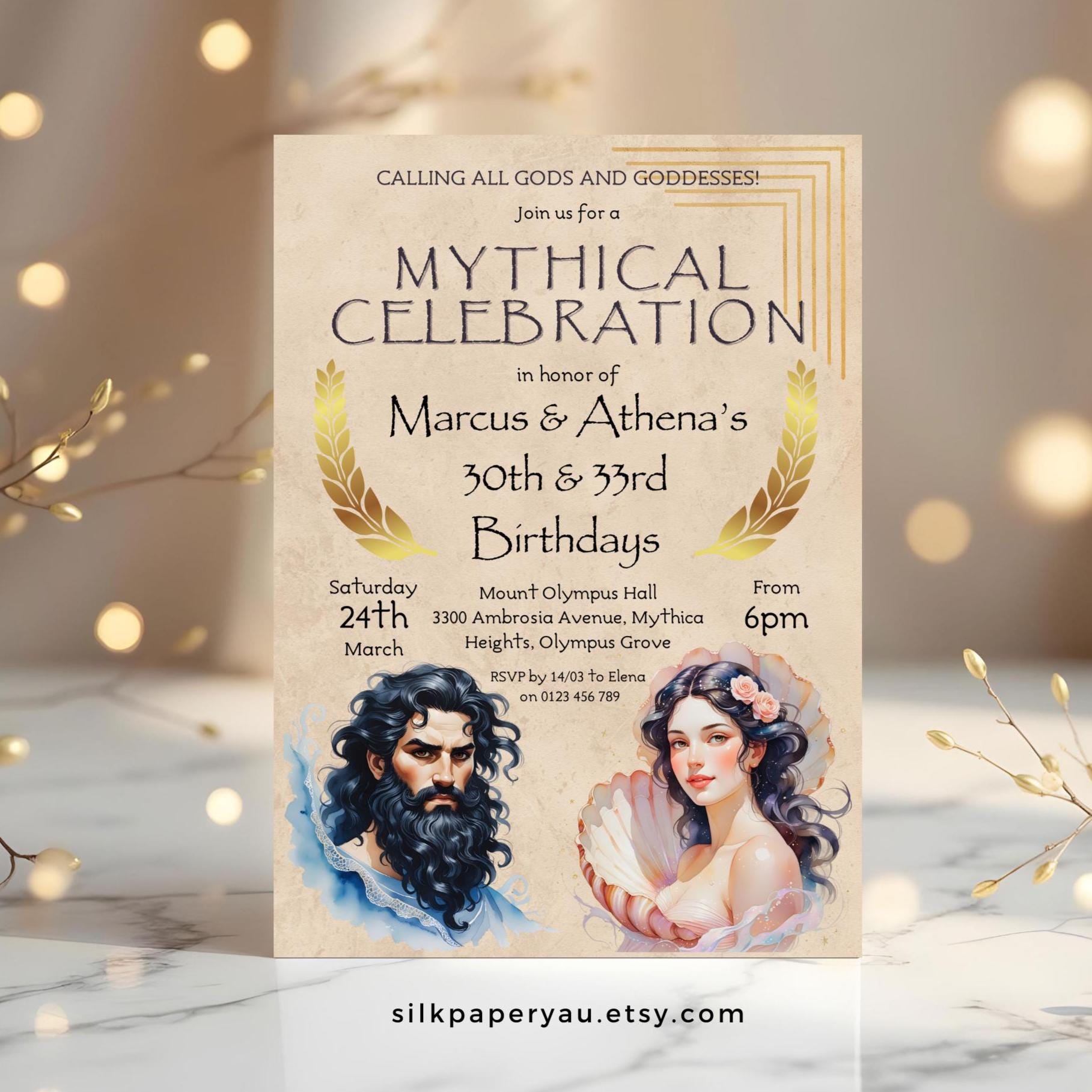 Greek Mythology Birthday Invitation, Ancient Greece Joint Party Invite ...