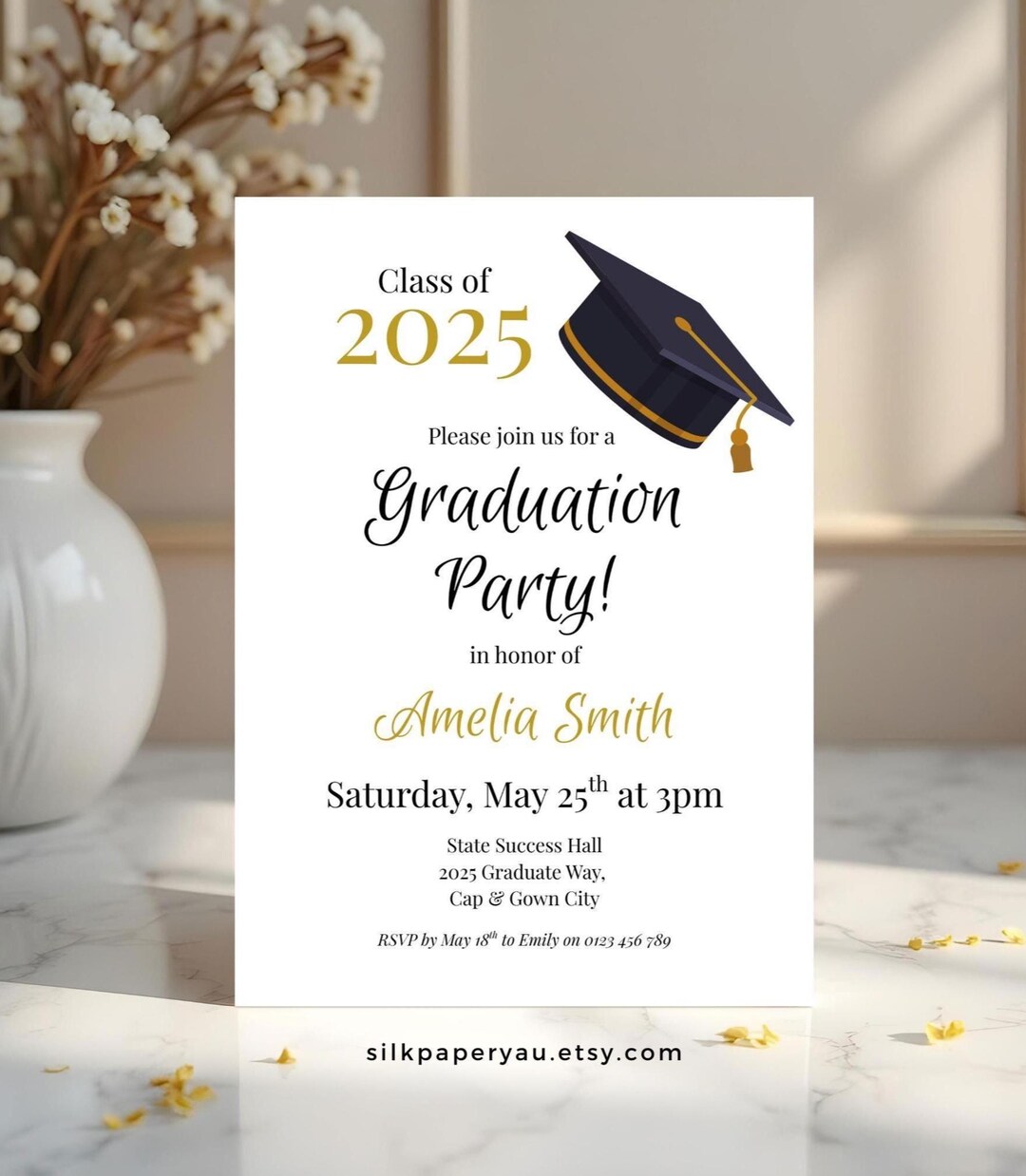 Editable Graduation Invitation Template, Printable High School or ...