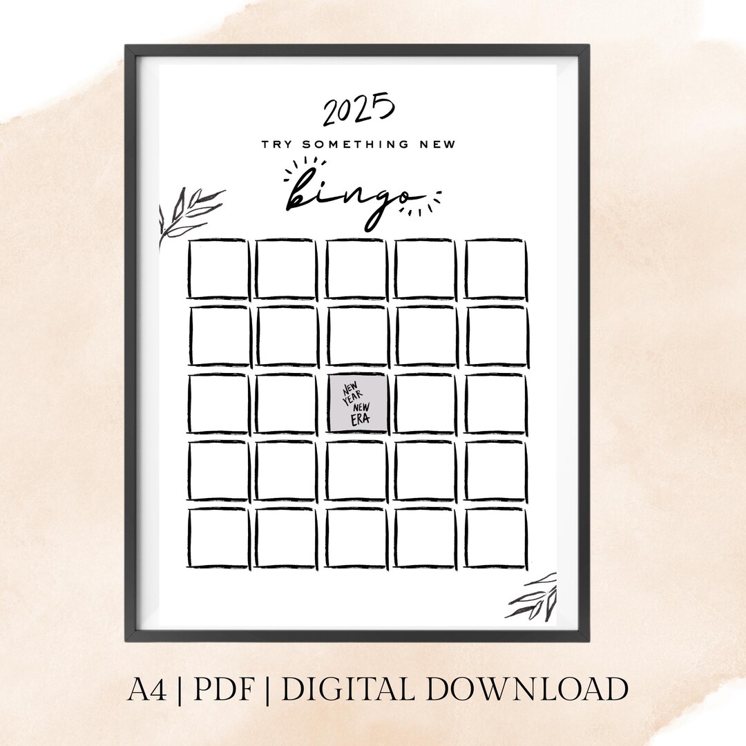 2025 New Year New Era try Something New Bingo Card Vision Board Digital ...