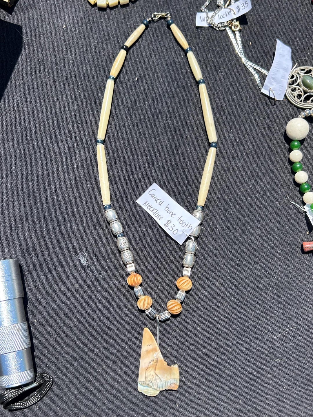 Carved Bone Tooth With Seal Necklace - Etsy