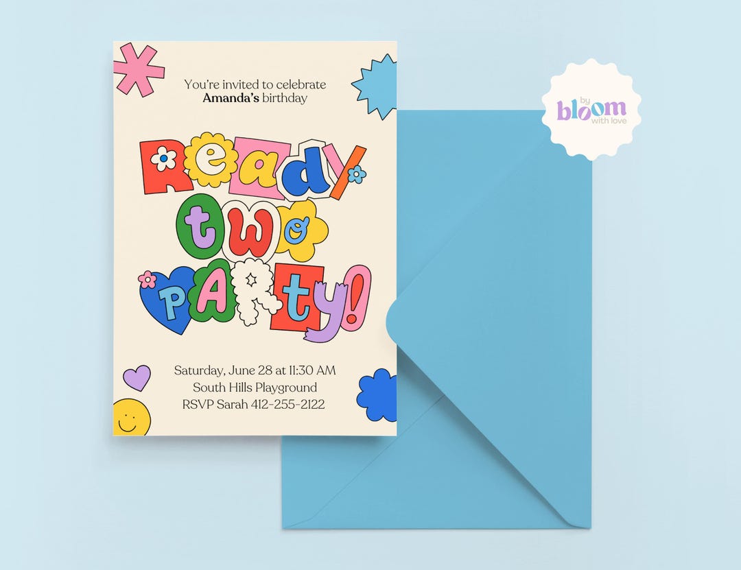 Ready Two Party! Invitation Canva Template - Etsy