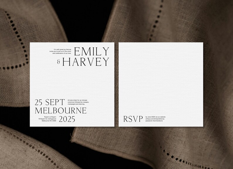 Minimal Wedding Invitation Design - Etsy
