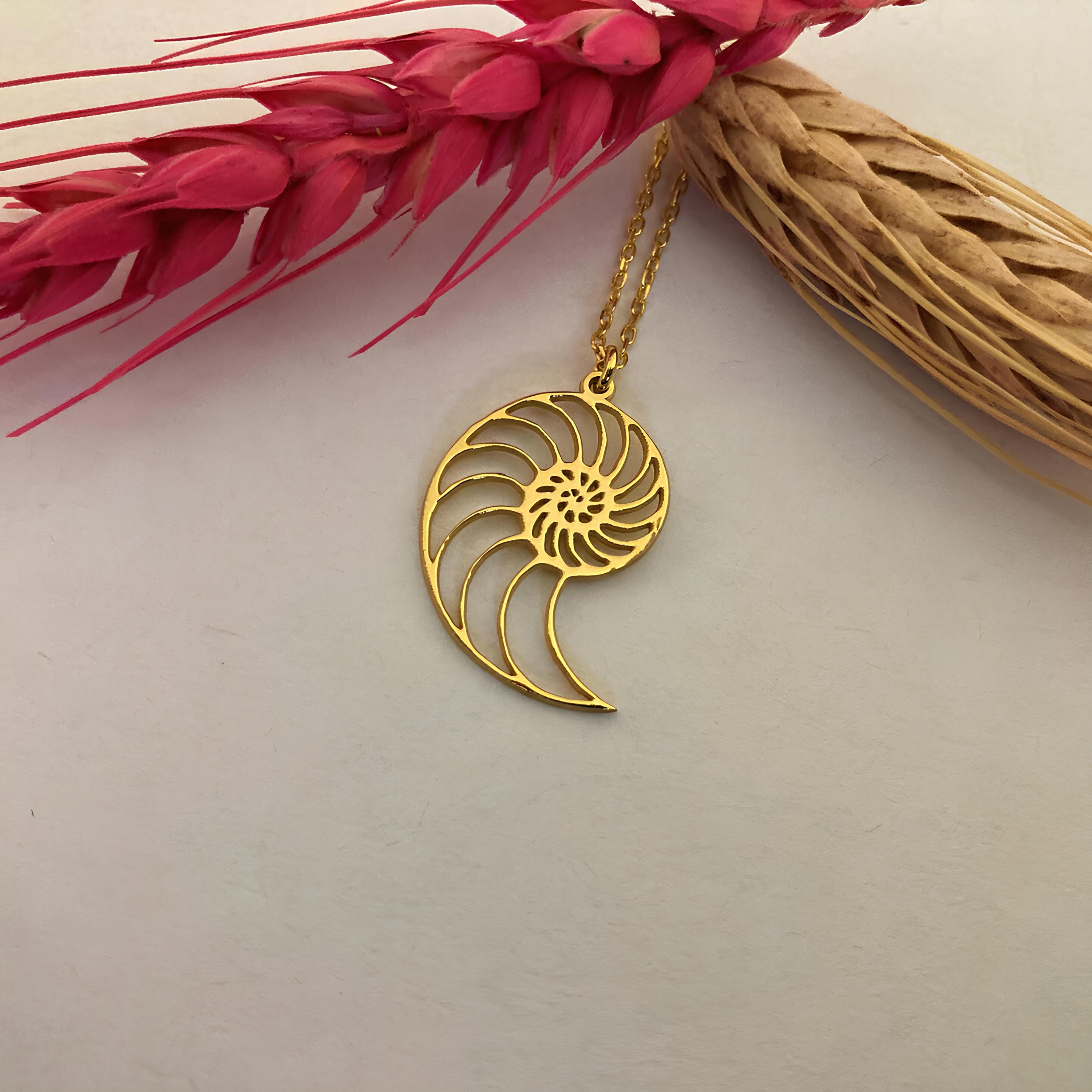 14K Gold Nautilus Shell Necklace: Minimalist Ocean Jewelry - Etsy