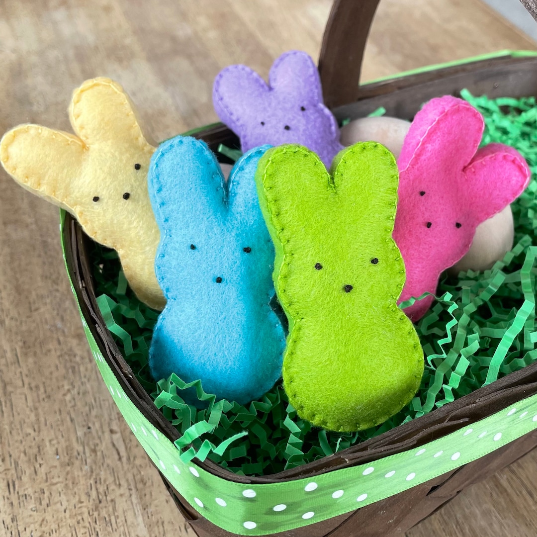 Felt Bunny Peeps Set of 5 | Easter Decor | Easter Basket Bunnies | Felt ...