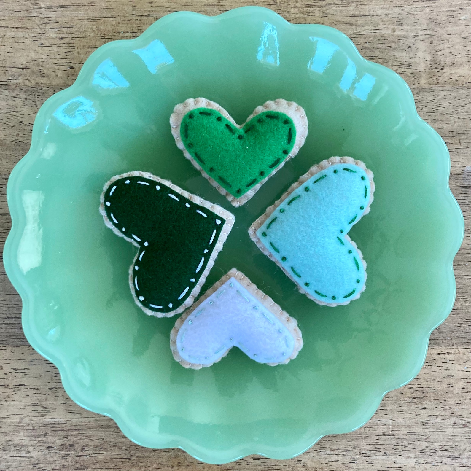 Set of 4 Green Felt Heart Frosted Sugar Cookies | Etsy