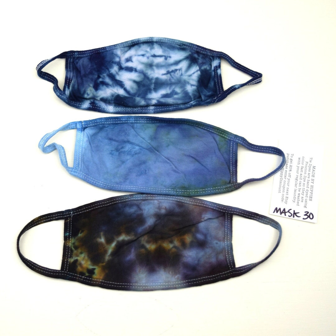 Mask Pack #30 ~ Set of 3 Ice Dye Tie Dye Masks ADULT SMALL (2 Layer ...
