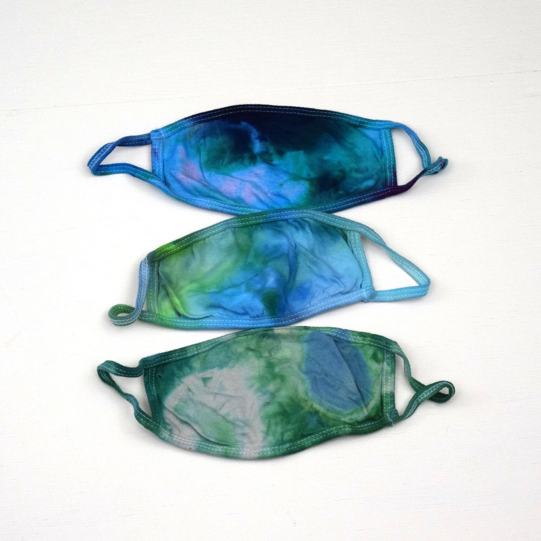 Mask Pack #44 ~ Set of 3 Ice Dye Tie Dye Masks ADULT SMALL (2 Layer ...